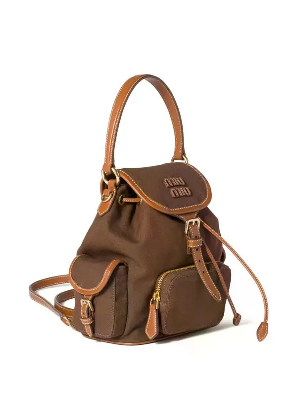 Miu Miu Canvas And Leather Convertible Backpack