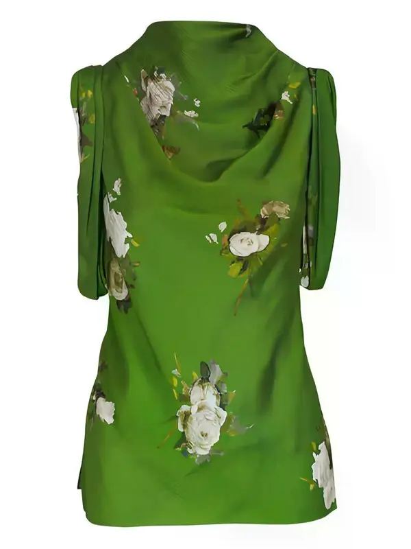 Erdem Rose-print Cowl-neck Top