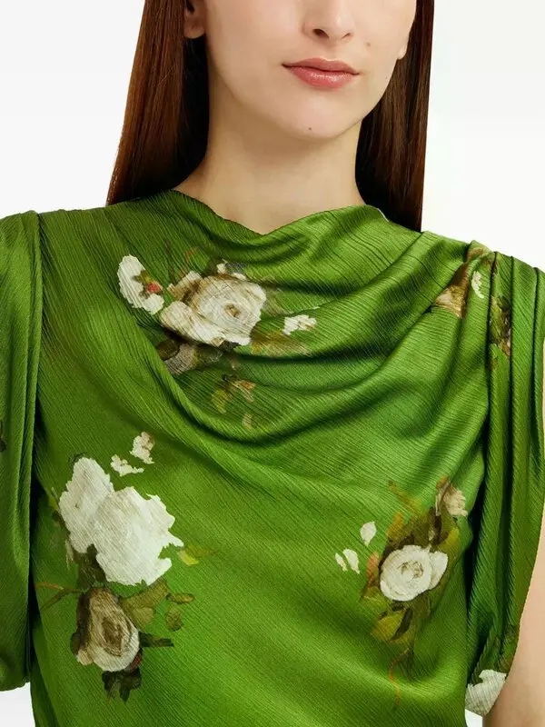 Erdem Rose-print Cowl-neck Top