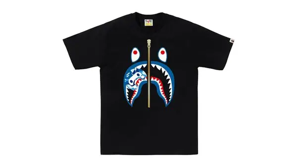 BAPE Abc Camo Milo Shark Tee Shirt - Black/blue