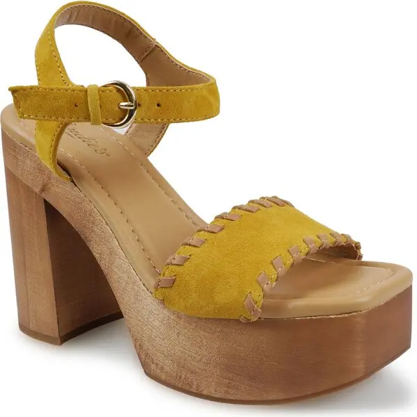 CANDIE'S Michell Platform Slide Sandal - Mustard Suede
