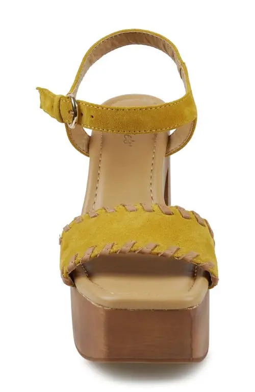 CANDIE'S Michell Platform Slide Sandal - Mustard Suede
