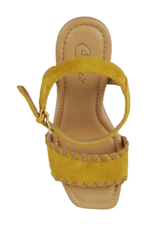 CANDIE'S Michell Platform Slide Sandal - Mustard Suede