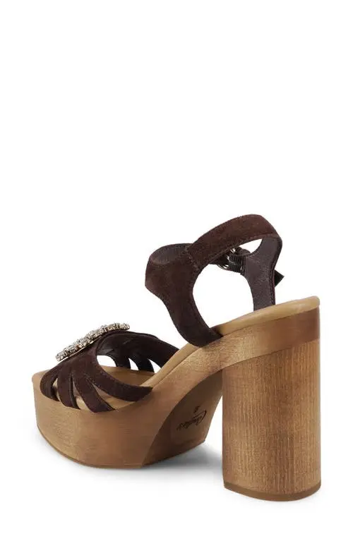 CANDIE'S Mckenley Platform Slide Sandal - Brown Suede