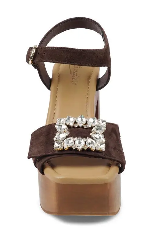 CANDIE'S Mckenley Platform Slide Sandal - Brown Suede