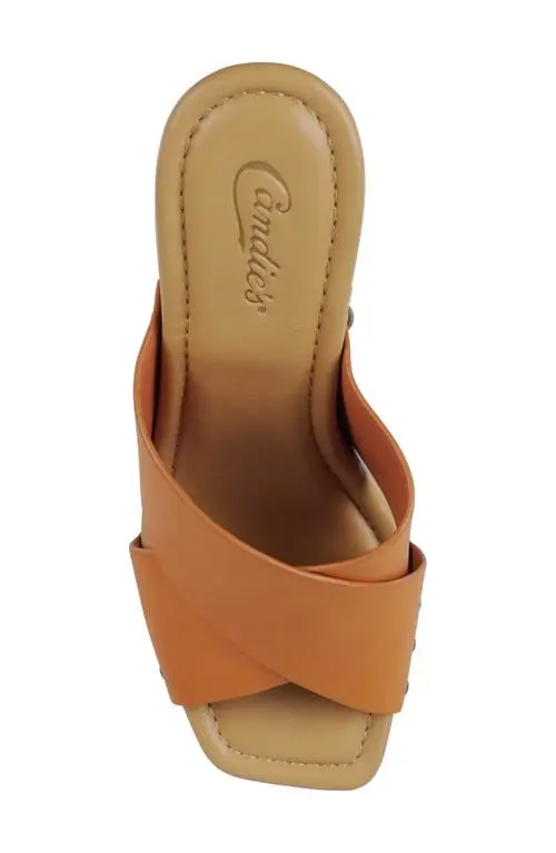 CANDIE'S Maggy Platform Slide Sandal - Mustard Leather