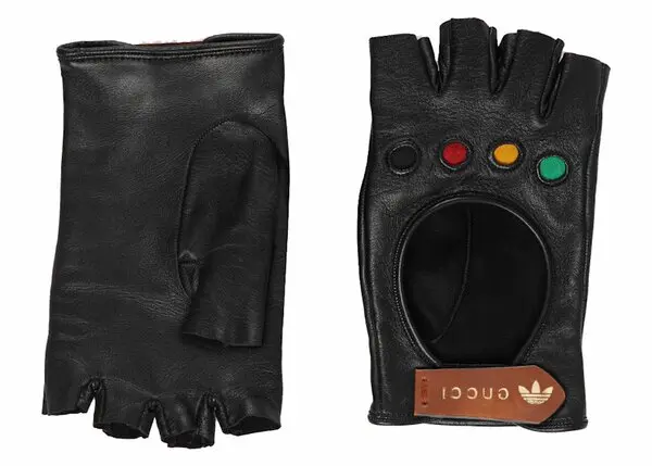 Gucci X Adidas Fingerless Leather Gloves - Black