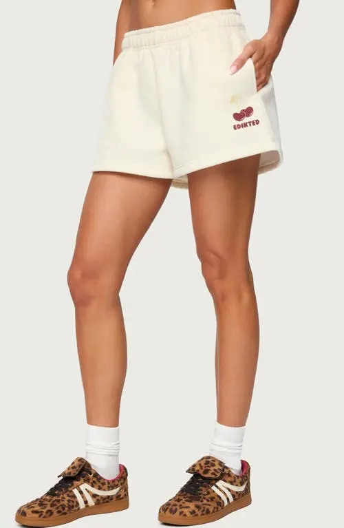 EDIKTED Cherry Baby Sweatshorts - Cream