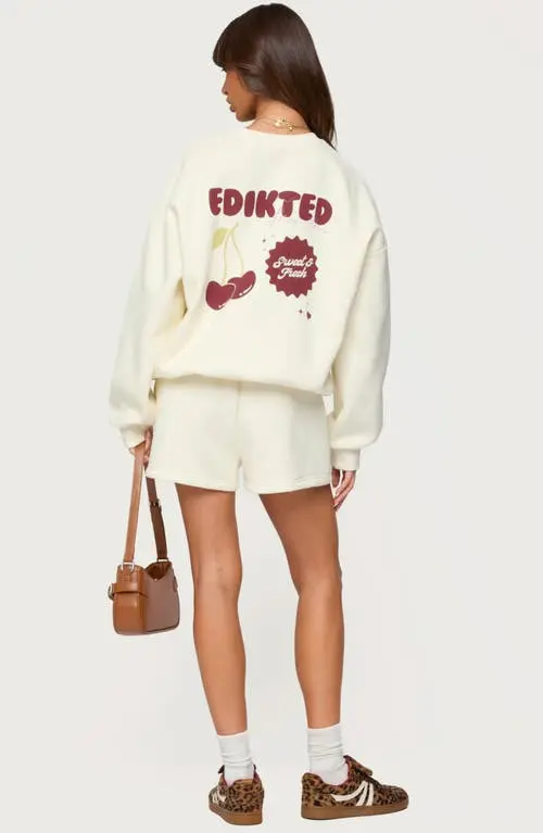 EDIKTED Cherry Baby Sweatshorts - Cream