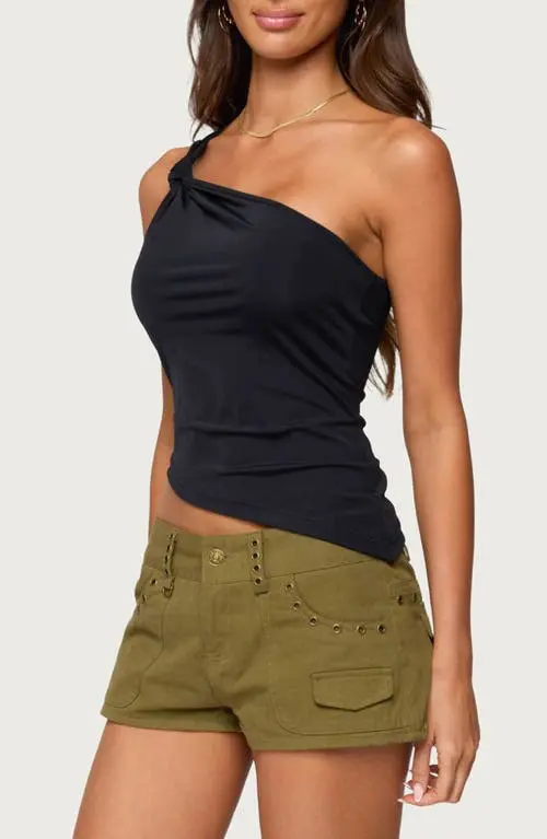 EDIKTED Knotted One-shoulder Tank - Black