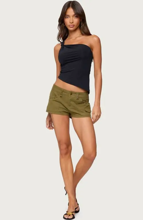 EDIKTED Knotted One-shoulder Tank - Black