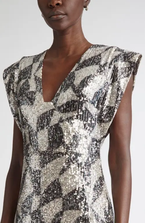 St. John Cubist Sequin Gown