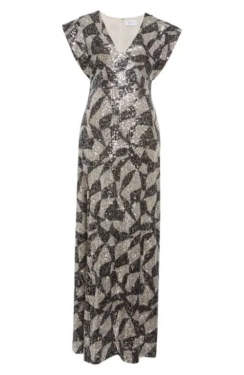 St. John Cubist Sequin Gown