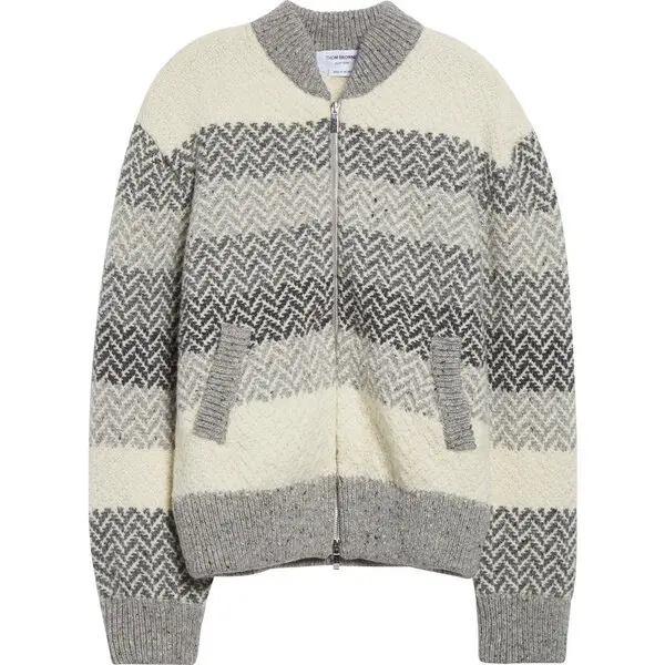 Thom Browne Stripe Herringbone Wool & Mohair Jacket