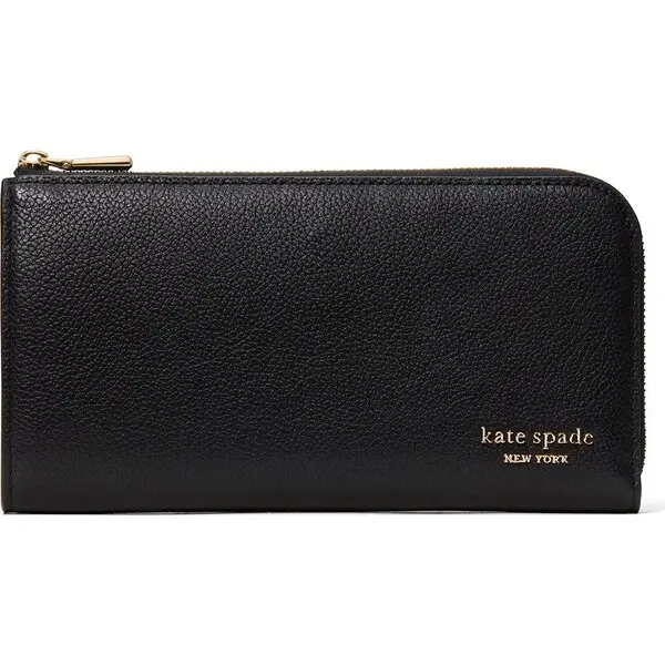 Kate Spade New York Devin Pebble Leather Zip Wallet - Black