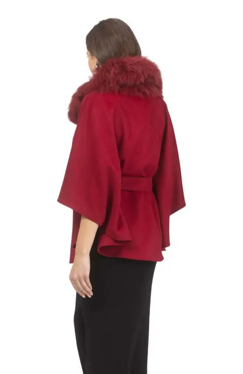 Gorski Wool Belted Cape - Wine