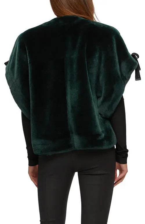 Gorski Genuine Shearling Short Sleeve Jacket - Emerald