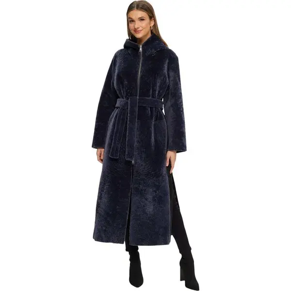 Gorski Reversible Genuine Shearling Parka - Dark Blue/dark Blue