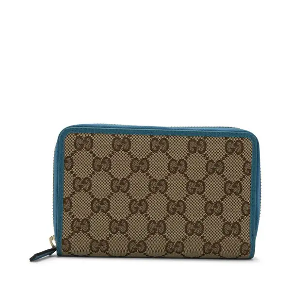 Gucci Zip Around Wallet Gg Supreme Small - Cobalt Blue Lining
