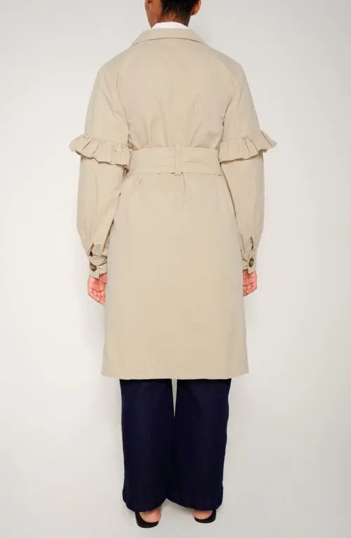 THE LULO PROJECT Eagle Ruffle Detail Trench Coat