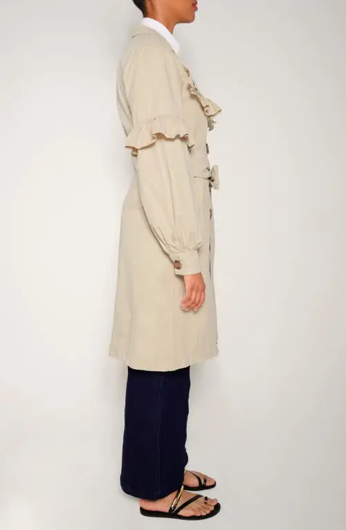 THE LULO PROJECT Eagle Ruffle Detail Trench Coat