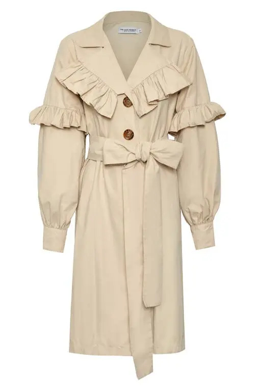 THE LULO PROJECT Eagle Ruffle Detail Trench Coat