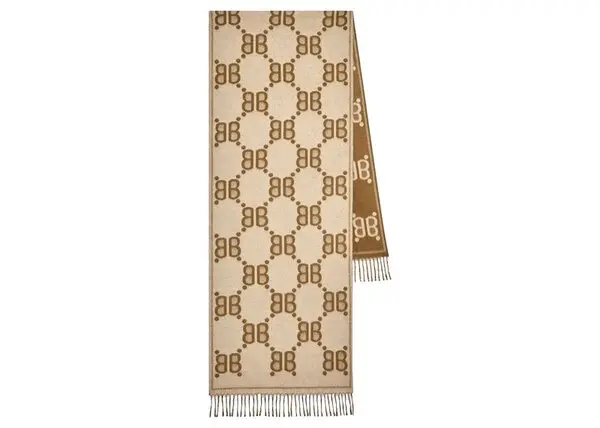 Gucci X Balenciaga The Hacker Project Allover Logo Macro Scarf - Beige