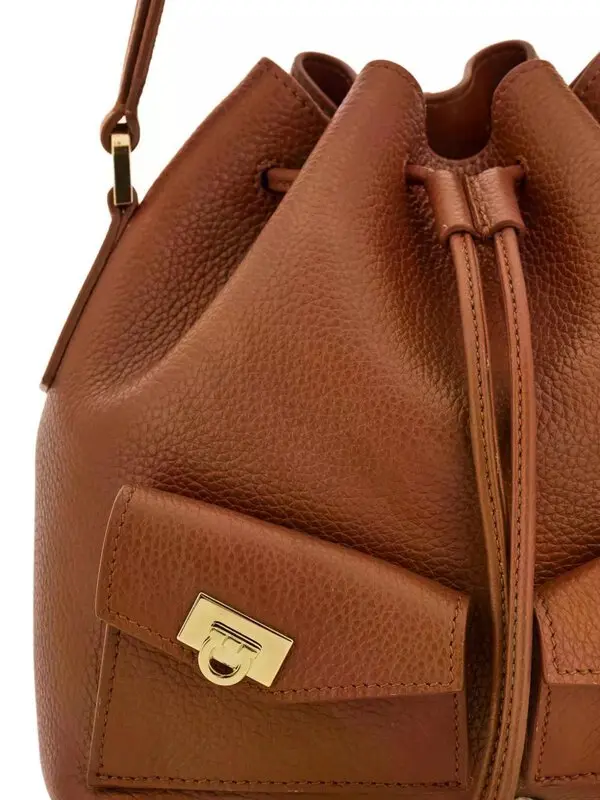 FERRAGAMO Multi-pocket Calfskin Bucket Bag - Brown