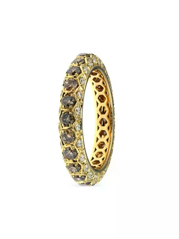 LILY GABRIELLA 18k Yellow Hex Eternity Diamond Ring