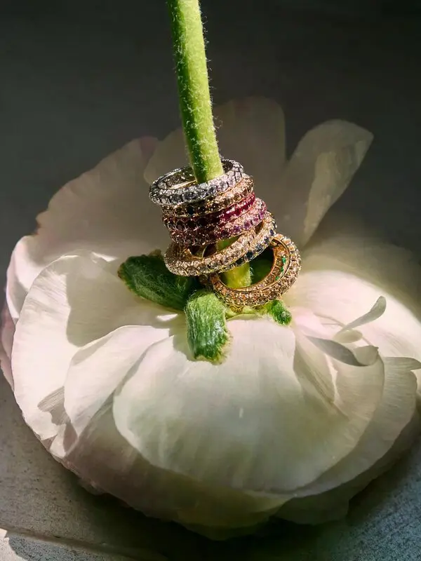 LILY GABRIELLA 18k Yellow Hex Eternity Diamond Ring