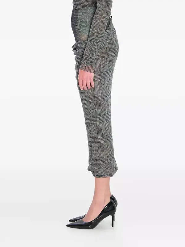 JEAN PAUL GAULTIER Checked Double Layer Midi Skirt