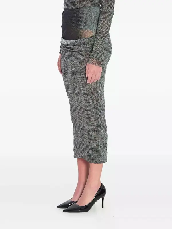 JEAN PAUL GAULTIER Checked Double Layer Midi Skirt
