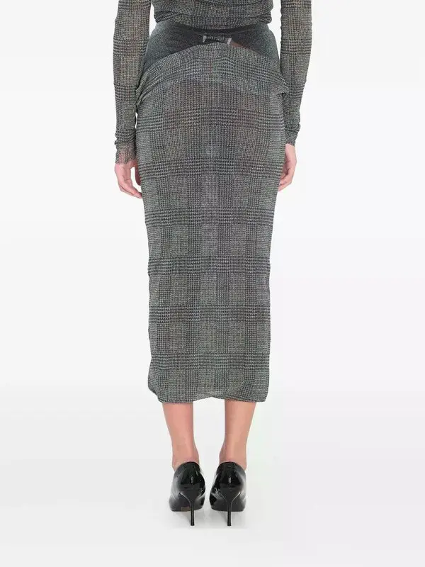 JEAN PAUL GAULTIER Checked Double Layer Midi Skirt
