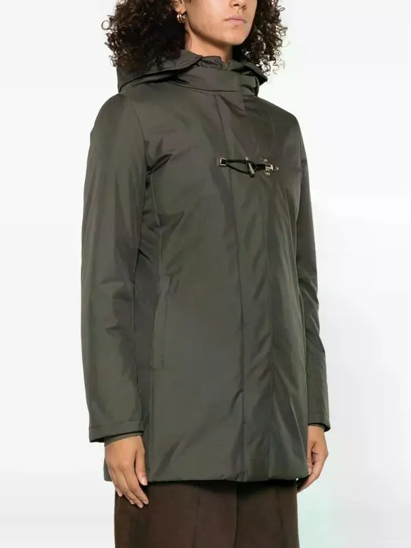 FAY Hooded Toggle-embellished Coat - Green