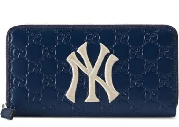 Gucci Zip Around Wallet Ny Yankees Patch - Royal Blue