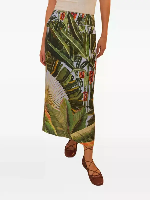 Farm Rio Amazonia Forest-print Midi Skirt