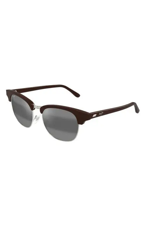 Maui Jim Holomua 52mm Polarized Wraparound Sunglasses - Brown/grey