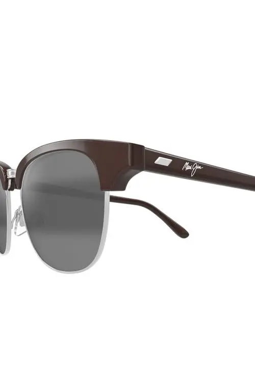 Maui Jim Holomua 52mm Polarized Wraparound Sunglasses - Brown/grey