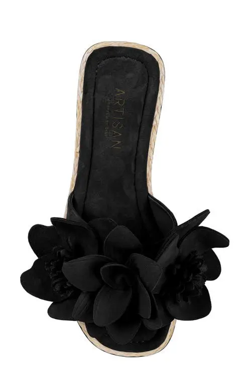 ARTISAN CRAFTED BY ZIGI Aurra Floral Slide Sandal - Black