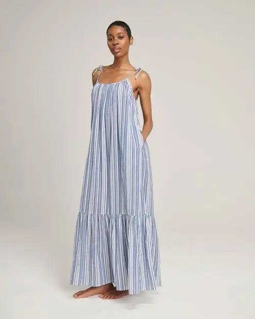NUDEA The Trapeze Maxi Dress - Navy Stripe