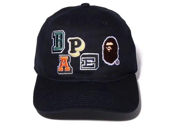 BAPE Fonts Patch Panel Cap - Navy Blue