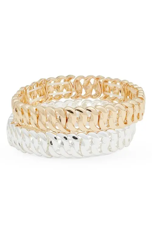 OPEN EDIT Set Of Two Cuban Link Stretch Bracelets - Goldilver