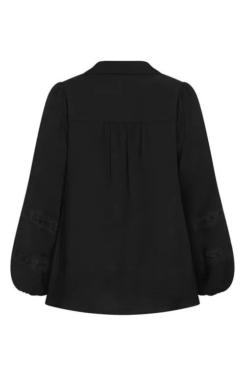 City Chic Deanna Lace Trim Shirt