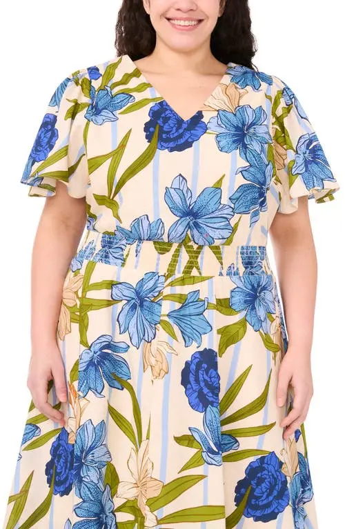 CECE DUPRAZ V-neck Smocked Waist Maxi Dress - Eggnog