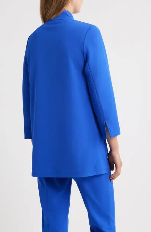 Ming Wang Deco Stretch Crepe Utility Jacket - Sapphire Sea
