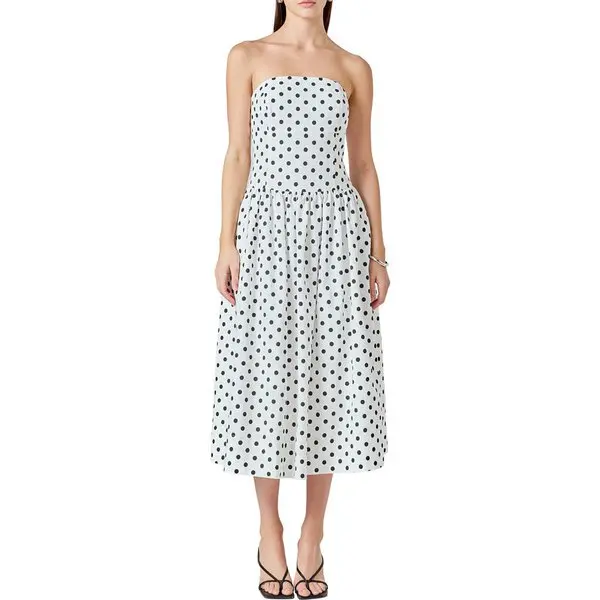 Endless Rose Polka Dot Strapless A-line Dress
