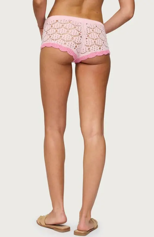 EDIKTED Elisa Open Stitch Shorts - Light-pink