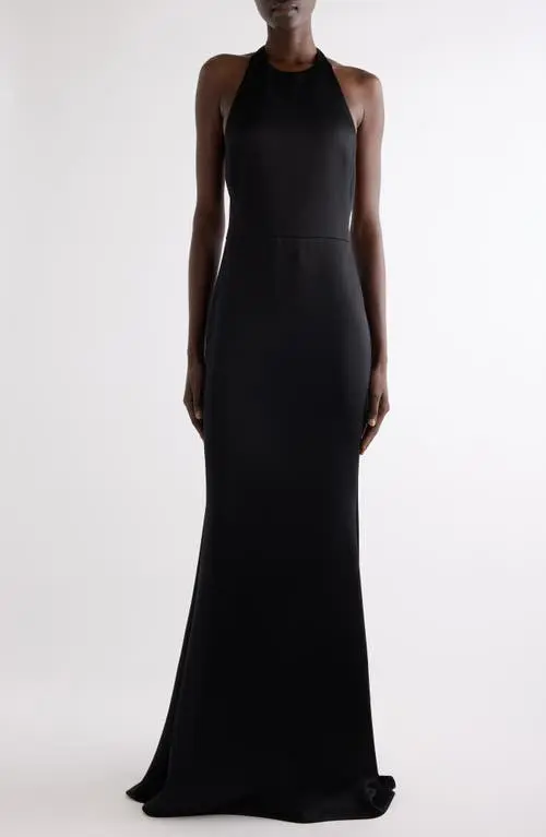 Givenchy Halter Neck Crepe Back Satin Gown - Black