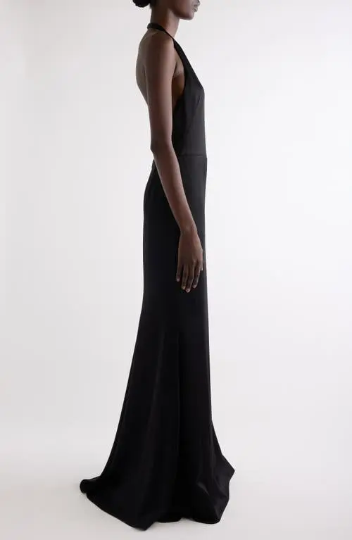 Givenchy Halter Neck Crepe Back Satin Gown - Black
