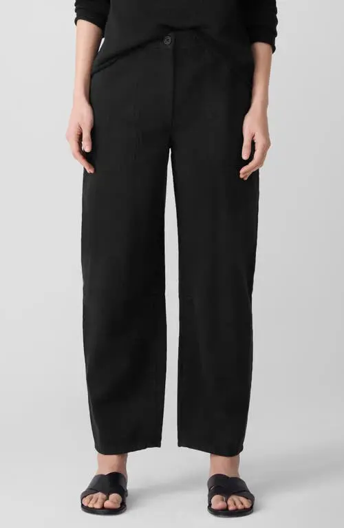 Eileen Fisher Organic Cotton Ankle Barrel Leg Pants - Black